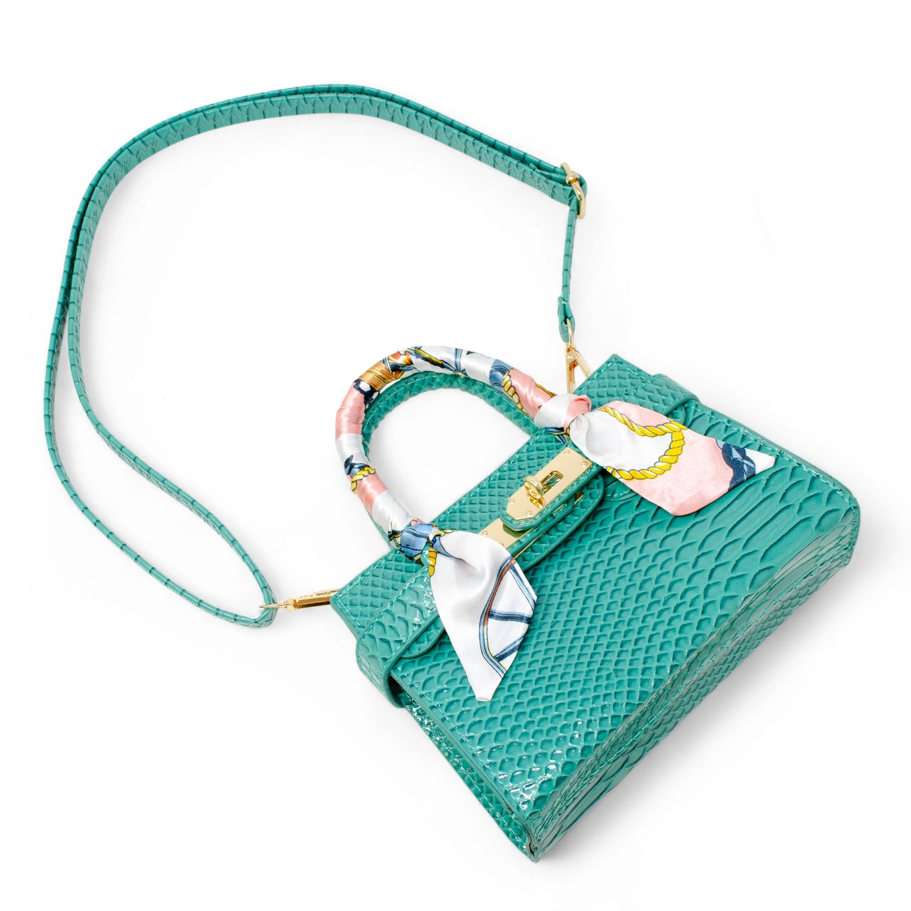 Handbag | Vivid Crocodile Scarf Handbag - Green | Tiny Treats and Zomi ...