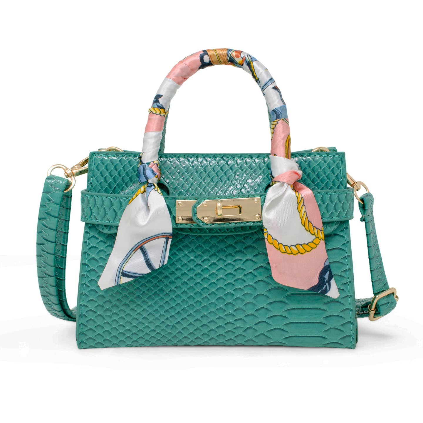 Handbag | Vivid Crocodile Scarf Handbag - Green | Tiny Treats and Zomi ...
