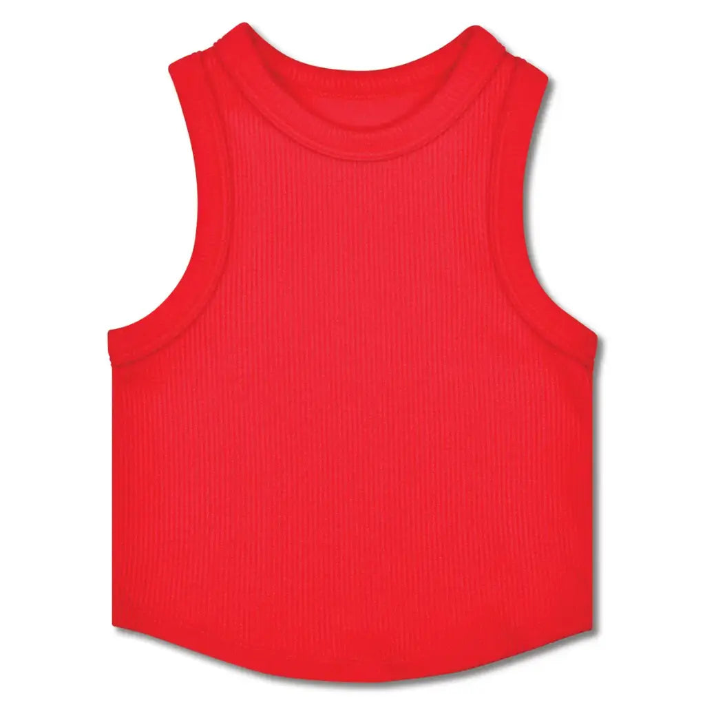 Tween Tops | Cherry Red Cropped Ribbed Racerback Tank Top | IScream ...