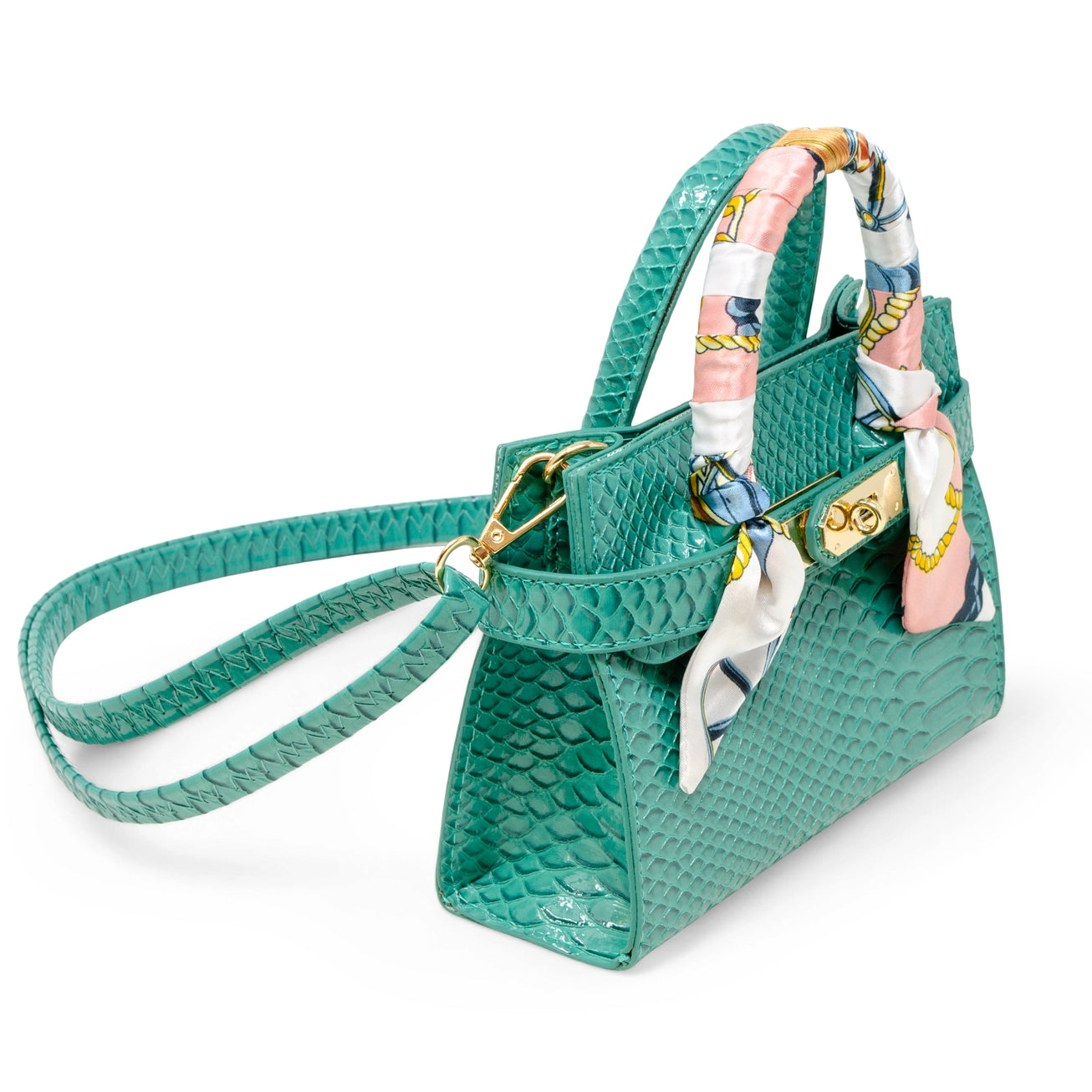 Handbag | Vivid Crocodile Scarf Handbag - Green | Tiny Treats and Zomi ...