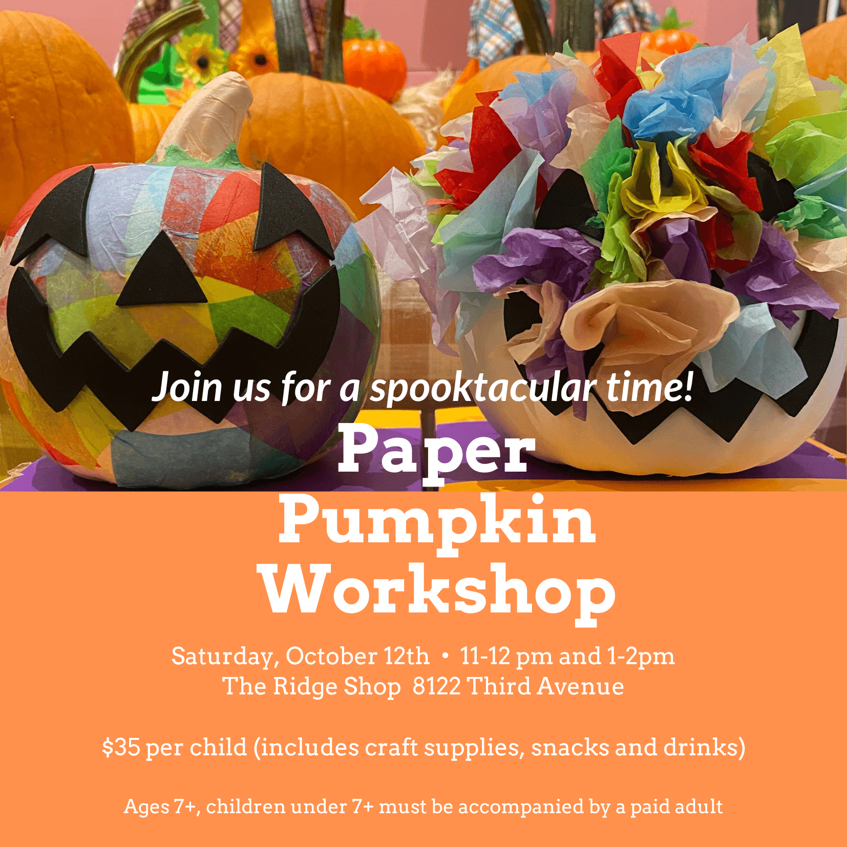 Event | Paper Pumpkin Workshop - Oct 12th | The Ridge Shope – The Ridge ...