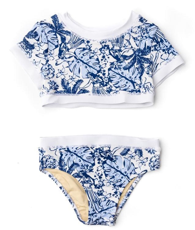 Tween Swimwear | 2 Piece: Cropped Tiki Tides - Blue | Shade Critters ...