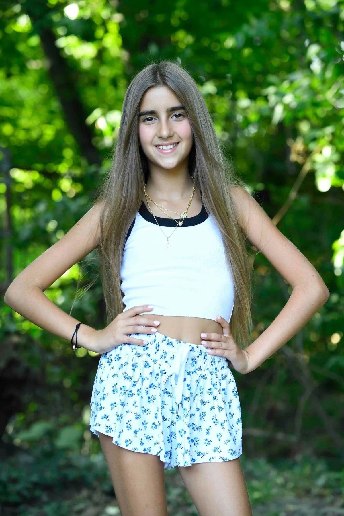 Tween Bottoms | Farrah Short in Blue Floral | Katie J NYC – The Ridge Kids
