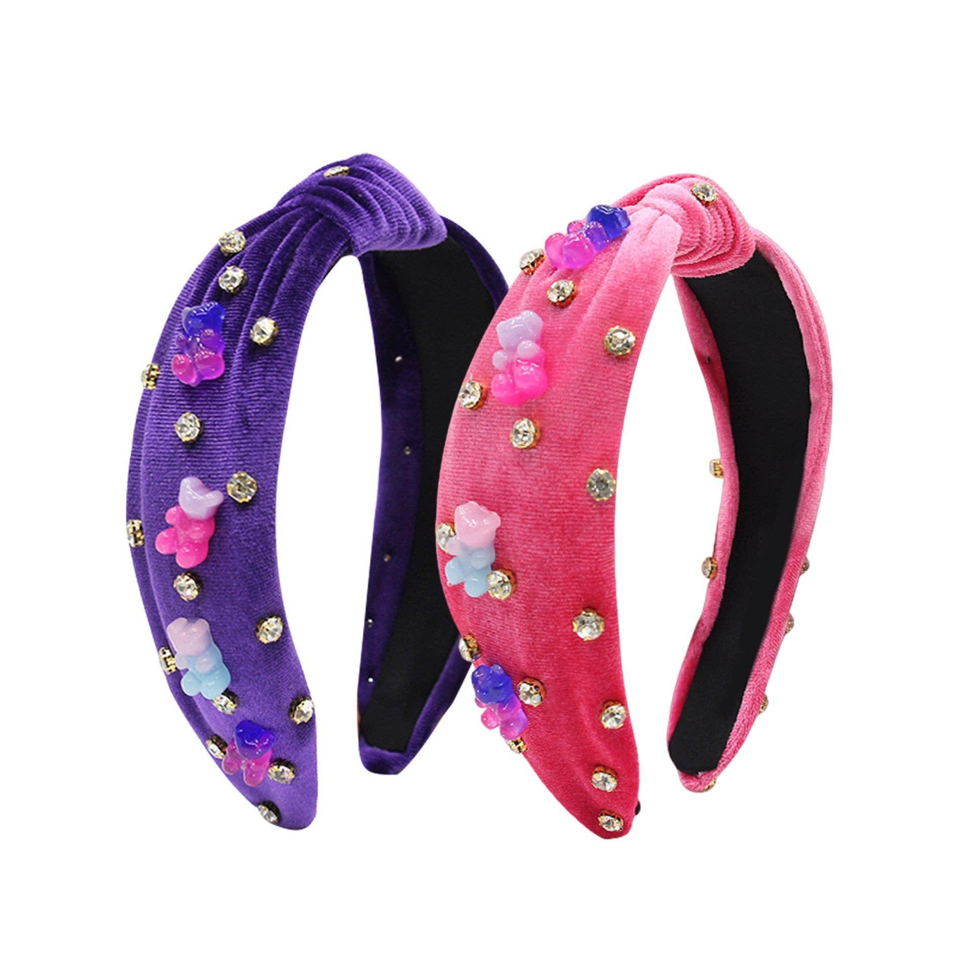 Headbands | Velvet Gummy Bear Rhinestone Knot- assorted | Mavi Bands ...