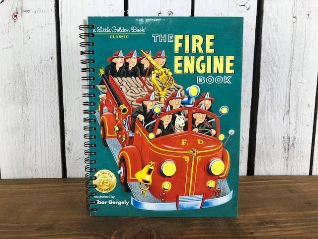 Notebook | Upcycled Little Golden Book The Fire Engine Journal – The ...